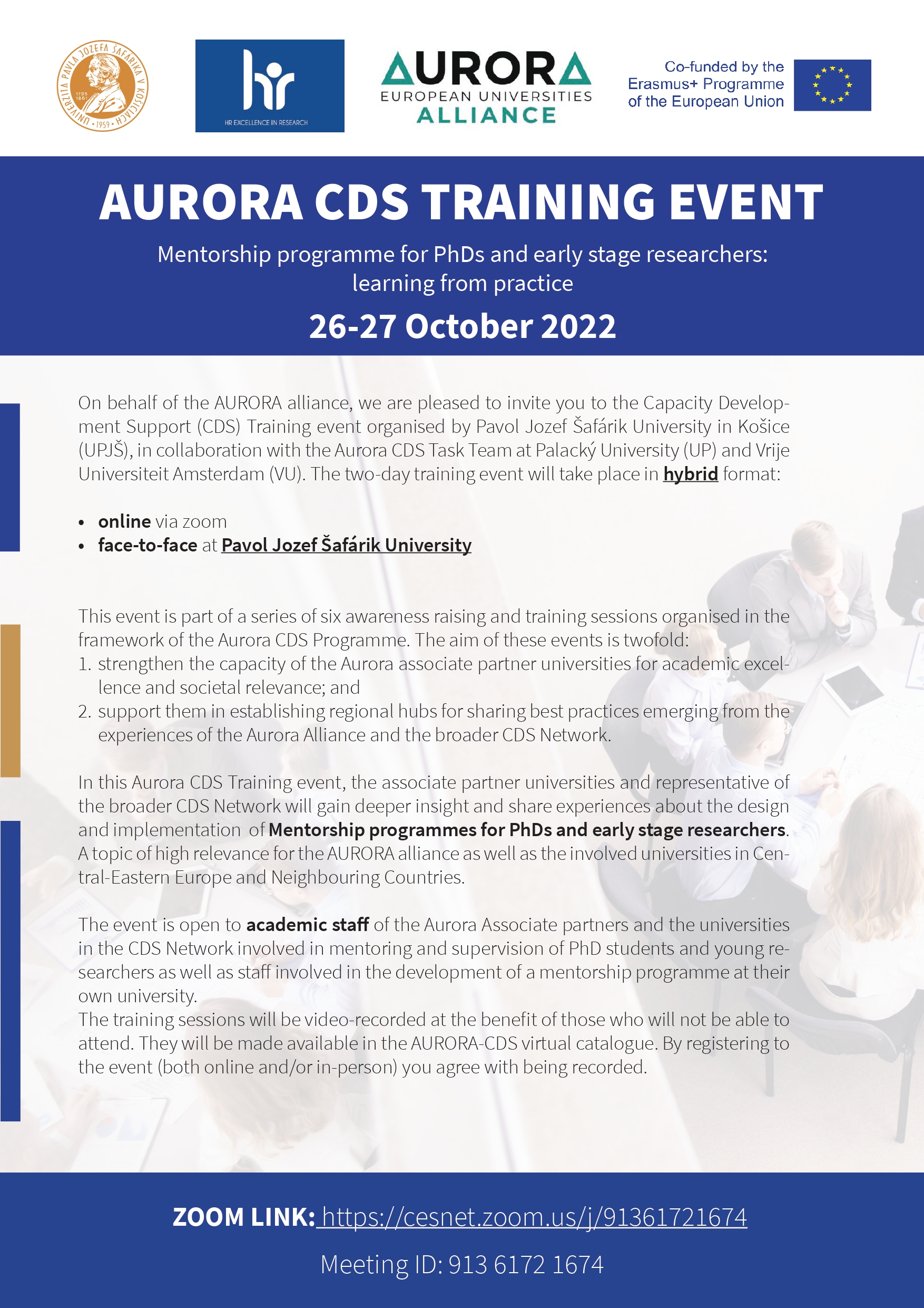 Aurora CDS Training Event - UPJŠ Košice