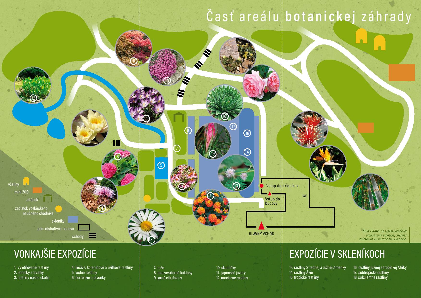 Mapa areálu - Botanická záhrada