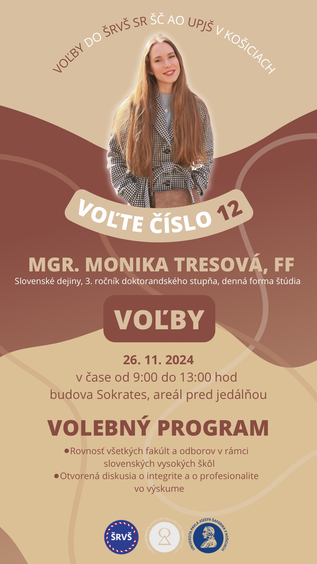 Voľby do Študentskej rady VŠ: kandidátka FF UPJŠ Monika Tresová ...